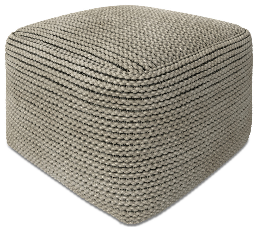 Eastmont Outdoor/Indoor Pouf, Cream Polystyrene Filling - Scandinavian - Floor Pillows And Poufs ...