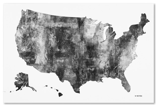Marlene Watson 'USA Map BG-1' Canvas Art, 22"x32" - Traditional ...