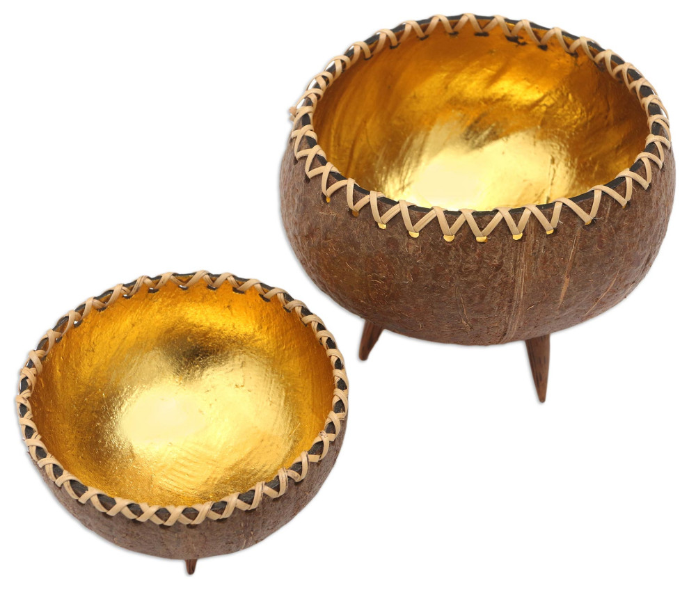 Novica Handmade Gleaming Duo Decorative Coconut Shell Bowls (Pair ...