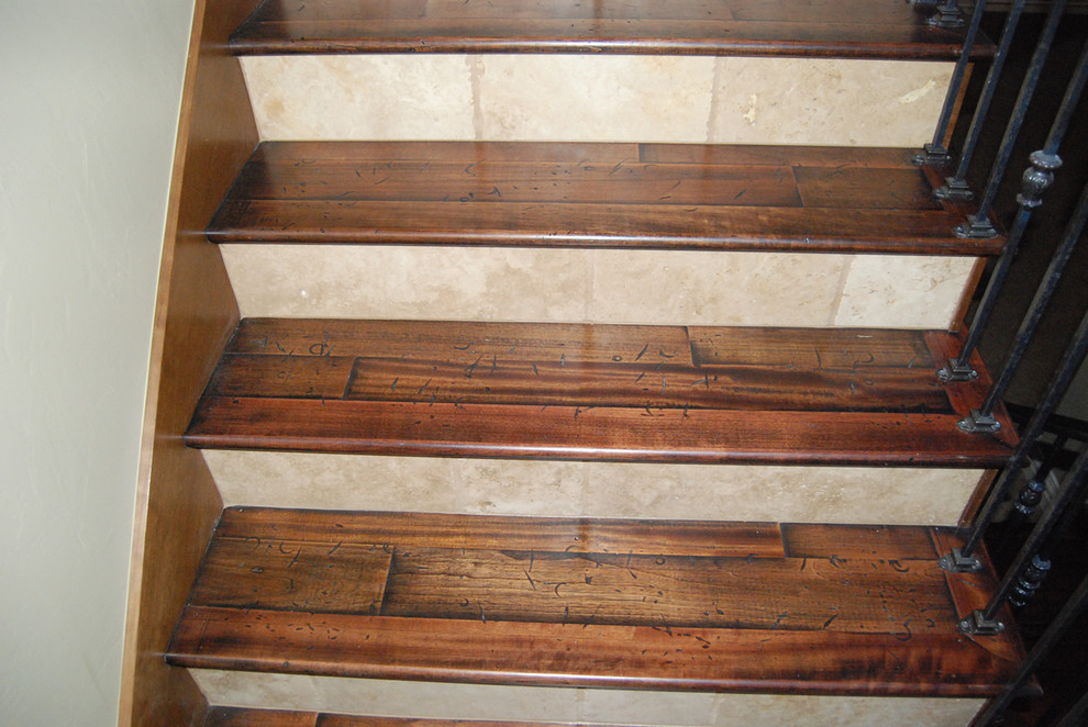 Wood treads with tile risers - Unique Rustic Staircase Design by Berlin ...