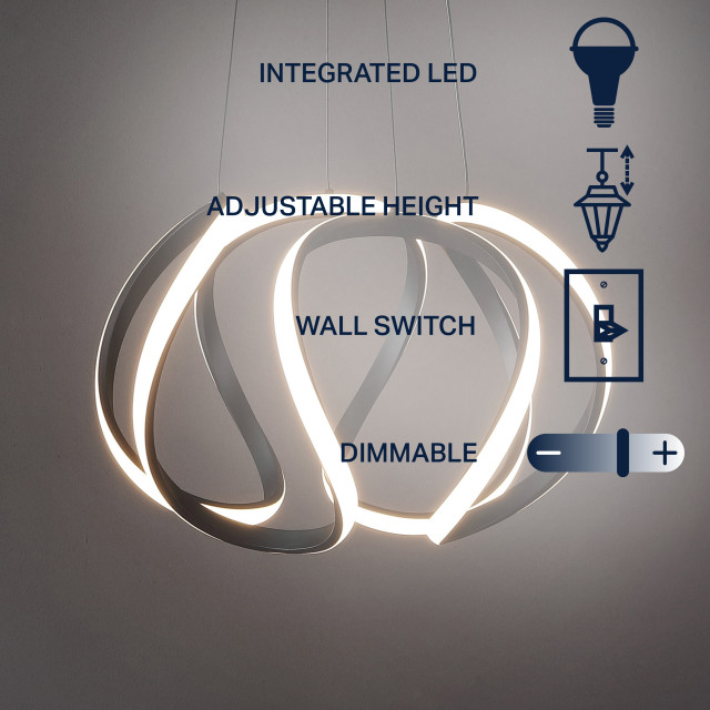 18.5" 1-Light Contemporary Aluminum/Iron Scribble Integrated LED ...