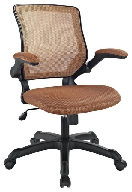 Hawthorne Collections Modern Mesh Fabric Office Chair in Brown ...