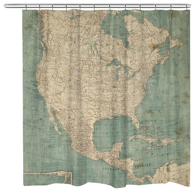 North America Map Shower Curtain - Traditional - Shower Curtains - by ...