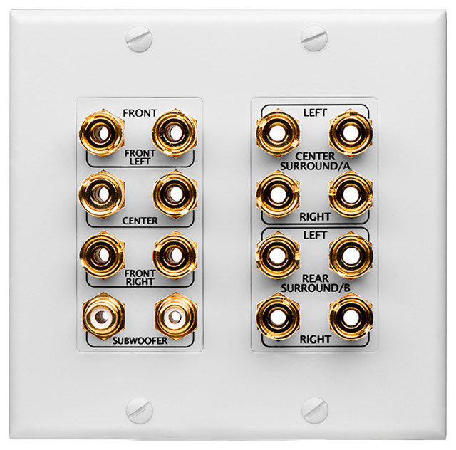 7.1 Home Theater 16 Terminal Decora Speaker Binding Wall Plate ...