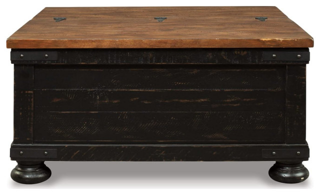 Farmhouse Coffee Table, Lift Up Top With Plank Accents, Distressed ...