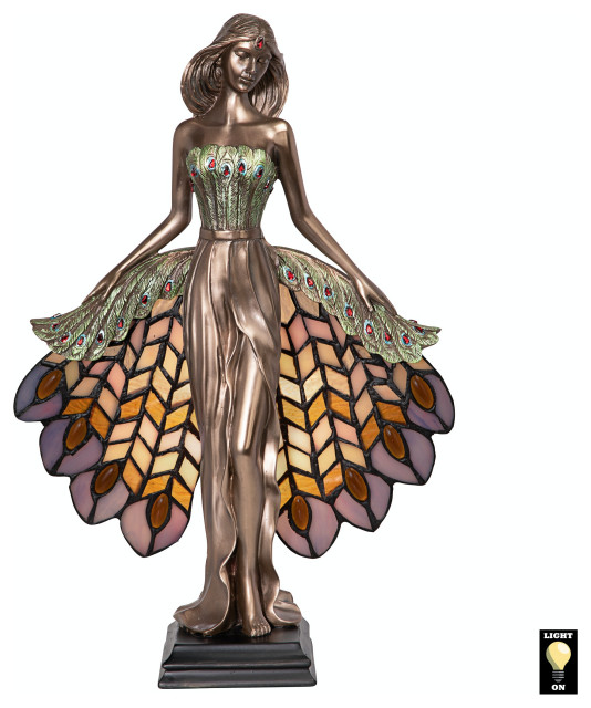Peacock Priestess Tiffany-Style Stained Glass Illuminated Sculpture ...
