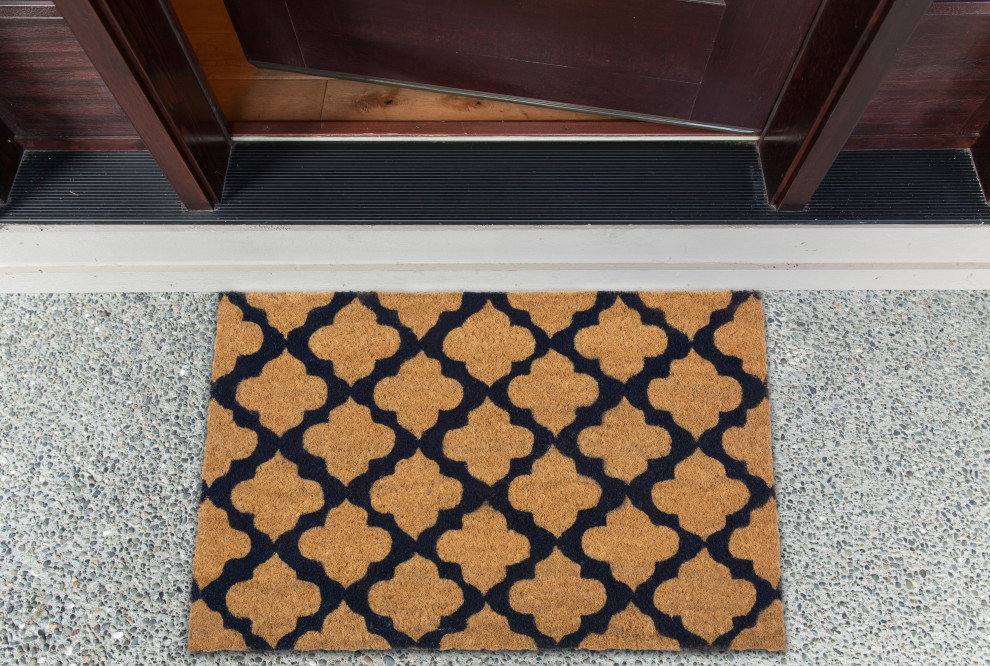 Moroccan Blue Vinyl Back Coir Doormat 18"x30" - Mediterranean ...