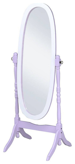 Pretty Pastel Purple and White Cheval Standing Oval Mirror ...