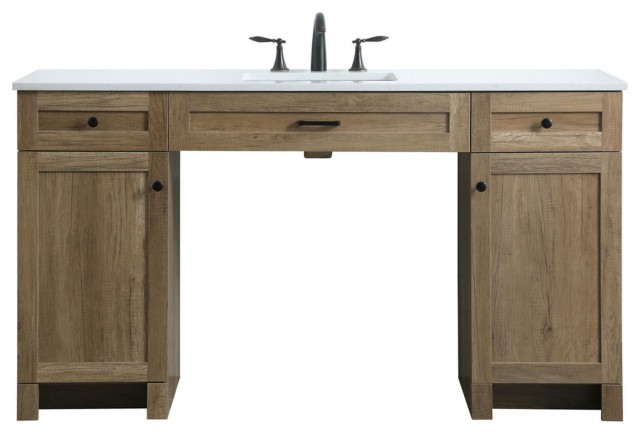 60" ADA Compliant Bathroom Vanity, Natural Oak - Transitional ...