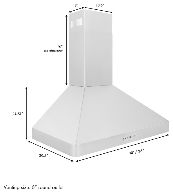 ZLINE 30 in. Wall Range Hood, Stainless Steel, KF2-30 - Contemporary ...