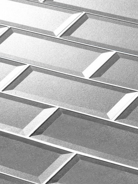 Forever 3"x12" Reverse Bevel Glass Subway Tile,Glossy Silver, Piece ...