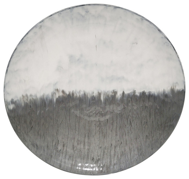 Dual Tone Metal Disk Design Wall Decor with Textured Details, Gray ...