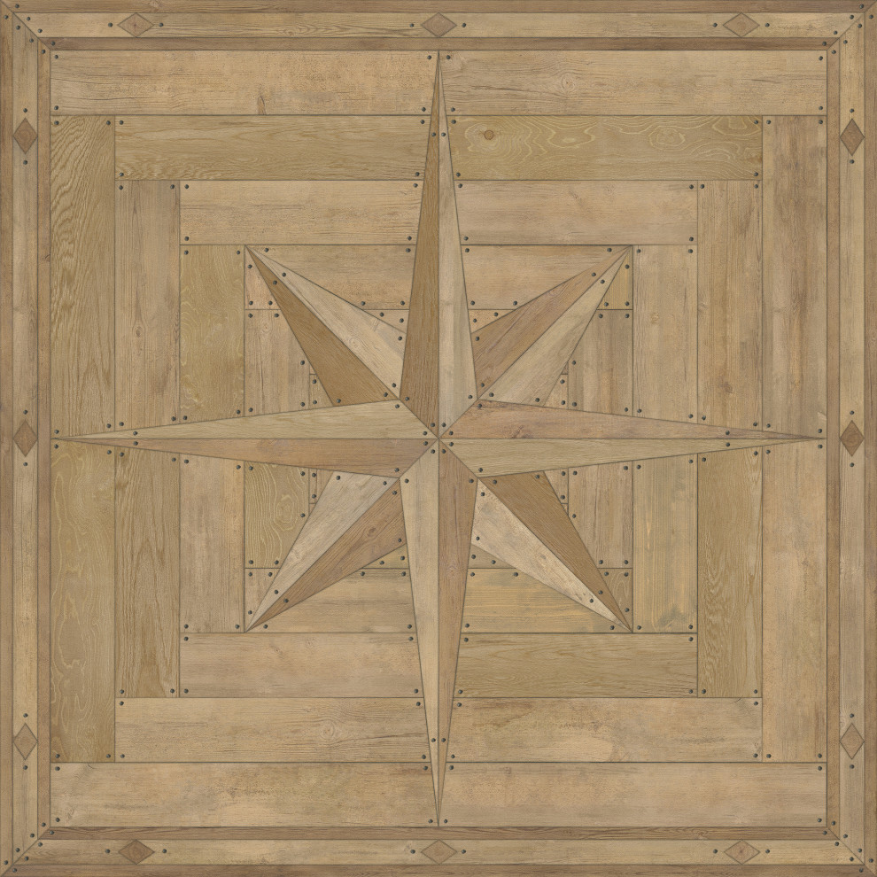 Williamsburg 18th-Century Joinery, Golden Beams 72x72 Vinyl Floorcloth ...