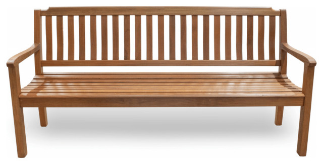 72" Teak Solid Wood Garden Bench - Transitional - Outdoor Benches - by ...