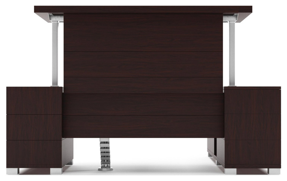 Ford Executive Modern Adjustable Height Desk with Return - Dark Walnut ...