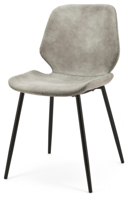 Gray Leather Dining Chairs (2) | By-Boo Seashell - Midcentury - Dining ...