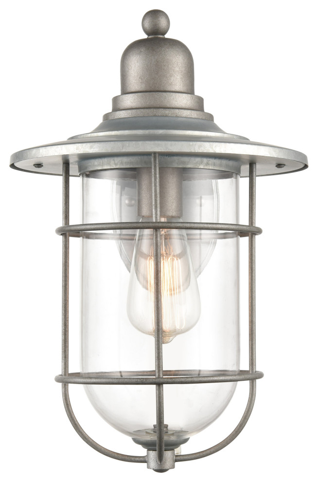 1 Light 10 in. Galvanized Outdoor - Beach Style - Outdoor Wall Lights ...