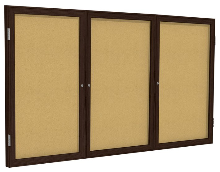 Ghent's Wood 48" x 72" 3 Door Enclosed Bulletin Board in Natural ...