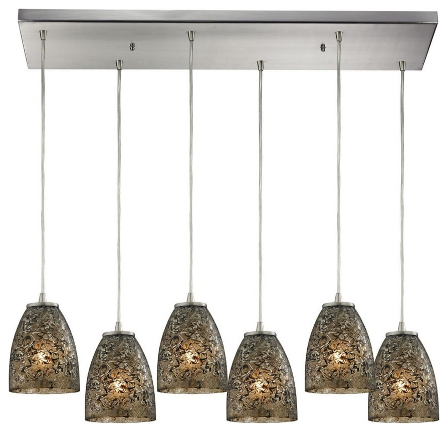 6 Light Rectangular Pendant in Transitional Style Boho and Eclectic ...