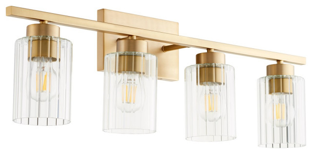 Quorum Ladin 4-Light Vanity 501-4-280, Aged Brass With Clear Glass ...