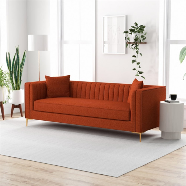Kendrix Mid Century Modern Luxury French Boucle Fabric Couch in Dark ...
