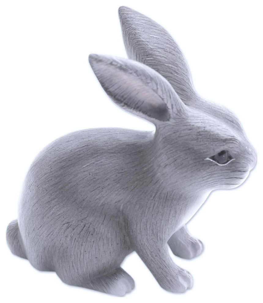 Novica Handmade Inquisitive Grey Rabbit Wood Sculpture - Farmhouse ...