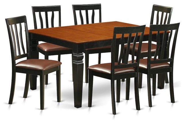 7-Piece Dinette Table Set for Kitchen Table and 6 Chairs - Contemporary ...