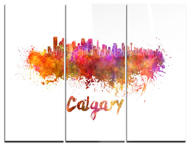 "Calgary Skyline" Metal Wall Art, 3 Panels, 36"x28", 36"x28" 3 Panel ...
