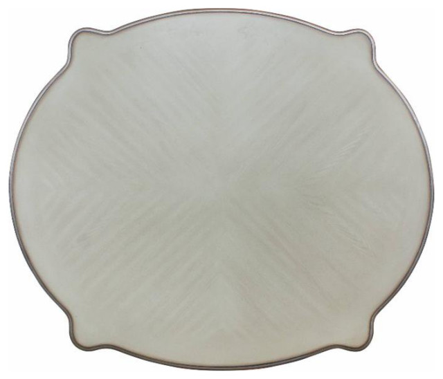 Vintage Bone White Round Coffee Table with Claw Legs and Scalloped Top ...