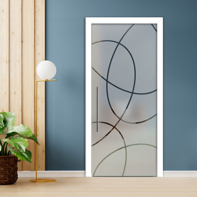 Pocket Glass Sliding Door With Frosted Design, 40"x80" - Contemporary ...