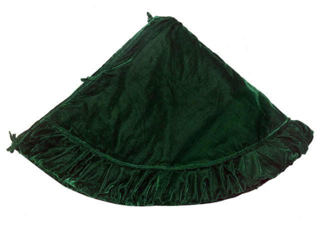 72" Plush Emerald Green Velvet Treeskirt - Contemporary - Christmas ...
