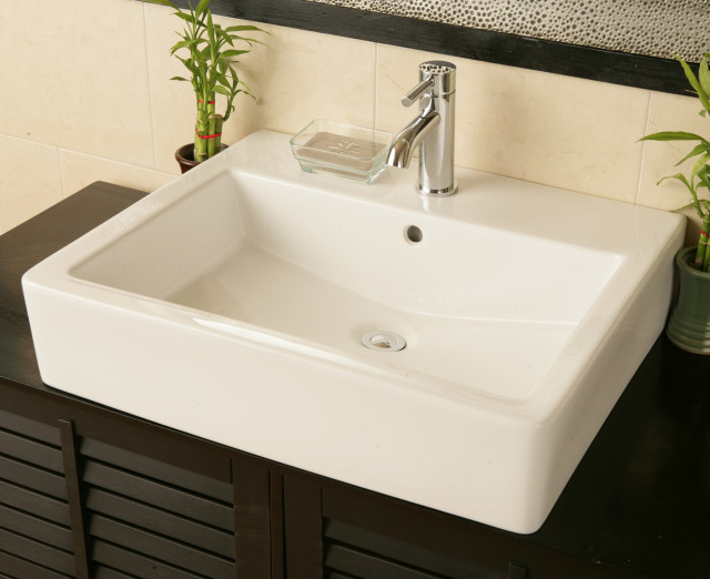 Icera Box 24" Vessel Sink, White - Contemporary - Bathroom Sinks - by ...