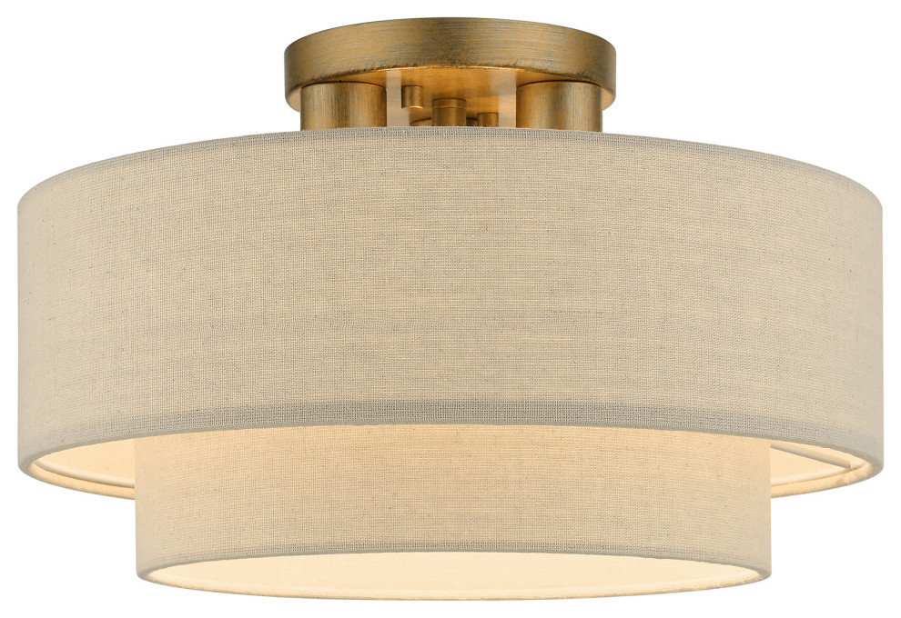 Bellingham 3-Light Antique Gold Leaf Large Semi-Flush - Transitional ...