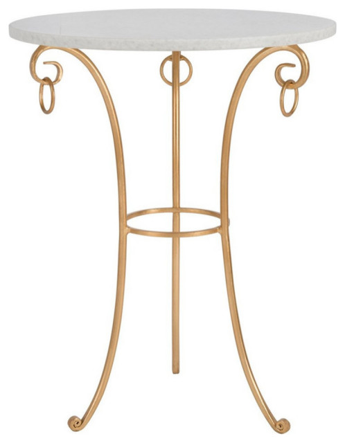 Olive Ringed Round Top Gold Accent Table, White/Gold - Contemporary - Side Tables And End Tables ...