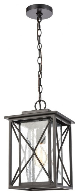 Rectangular One Light Outdoor Hanging Pendant Lantern Criss Cross ...