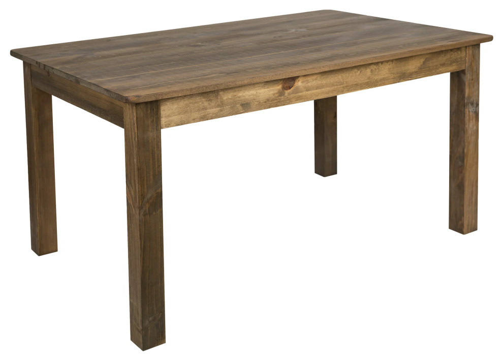Farmhouse Dining Table, Straight Legs With Rectangular Plank Top ...
