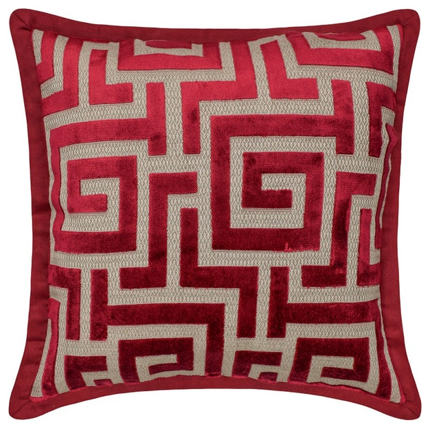 Beaded Corals Art Silk Red Throw Pillows Cover, Coral Rhapsody, 22"x22 ...