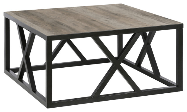 35" Black Steel Square Coffee Table - Industrial - Coffee Tables - by ...