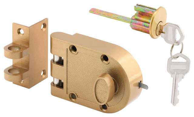 Jimmy-Resistant Deadlock, Diecast, Brass Color, Angle Strike, Single ...
