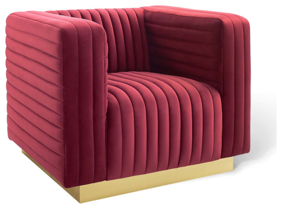 Charisma Channel Tufted Performance Velvet Accent Armchair Maroon ...