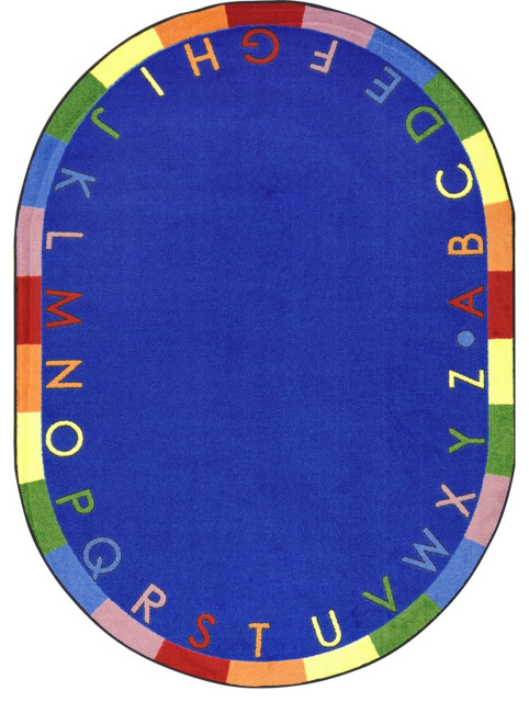 Rainbow Alphabet 5'4" x 7'8" Oval area rug in color Primary ...