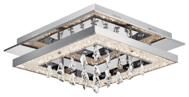 Elan Chrome Crushed Ice LED 3000K Square Flush Mount Ceiling Light ...