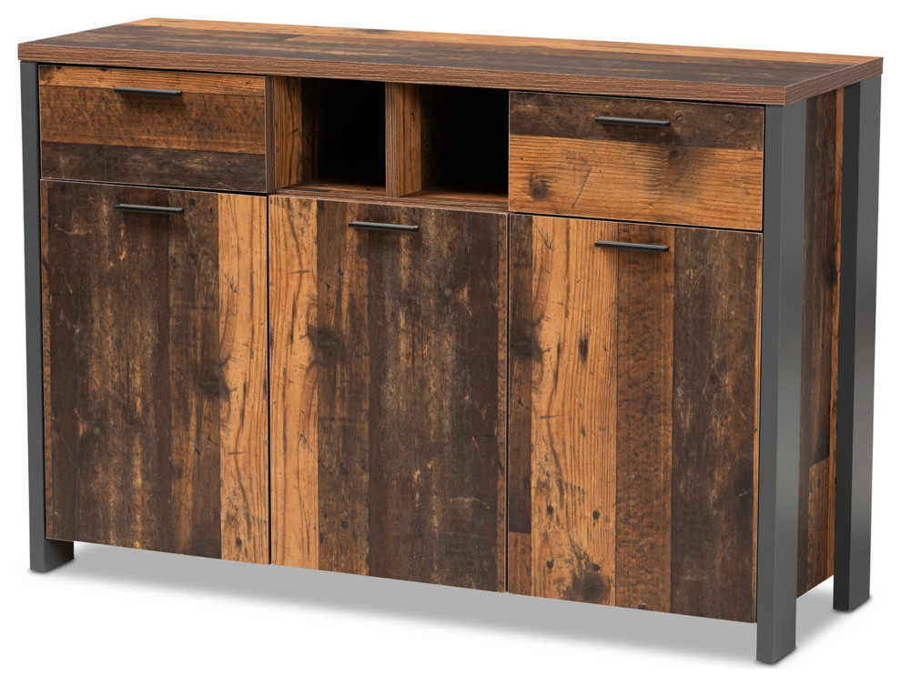 Garrison Rustic Industrial 2-Door Sideboard Buffet - Rustic - Buffets ...
