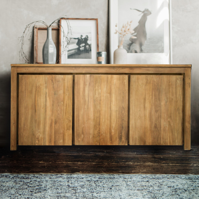 Recycled Teak Wood Solo Buffet With 3 Doors - Transitional - Buffets ...
