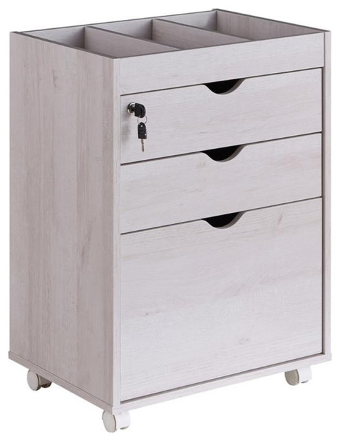Bowery Hill Transitional Wood 3-Drawer File Cabinet in W Finish ...