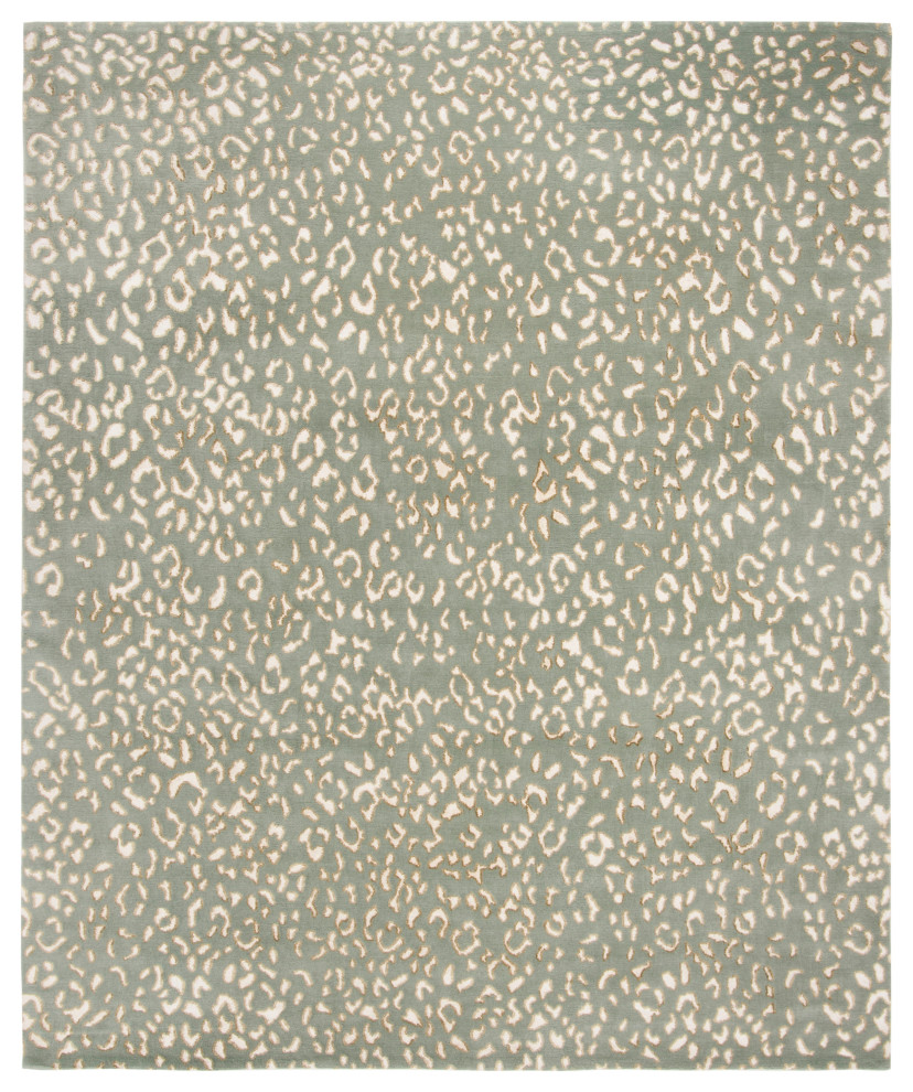 Safavieh Nepalese Szk271A Animal Prints /Images Rug, Aqua/Cream, 9'x12 ...