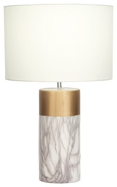 Urban Designs White and Gold Column 24-Inch Ceramic Table Lamp ...