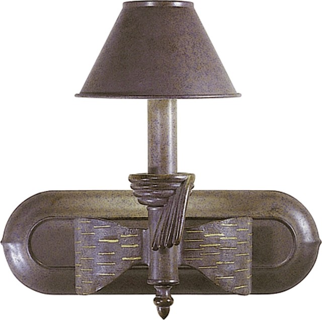 1-Light Prairie Rock and Gold Interior Wall Sconce - Traditional - Wall ...