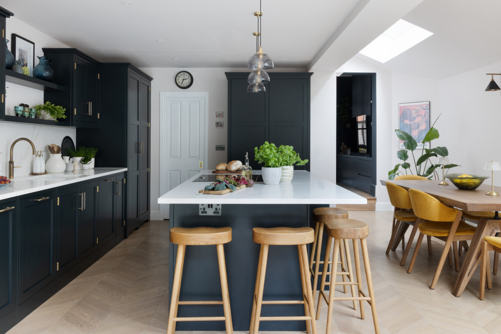 Balham Painted Shaker Kitchen & Media Area - Transitional - Kitchen ...