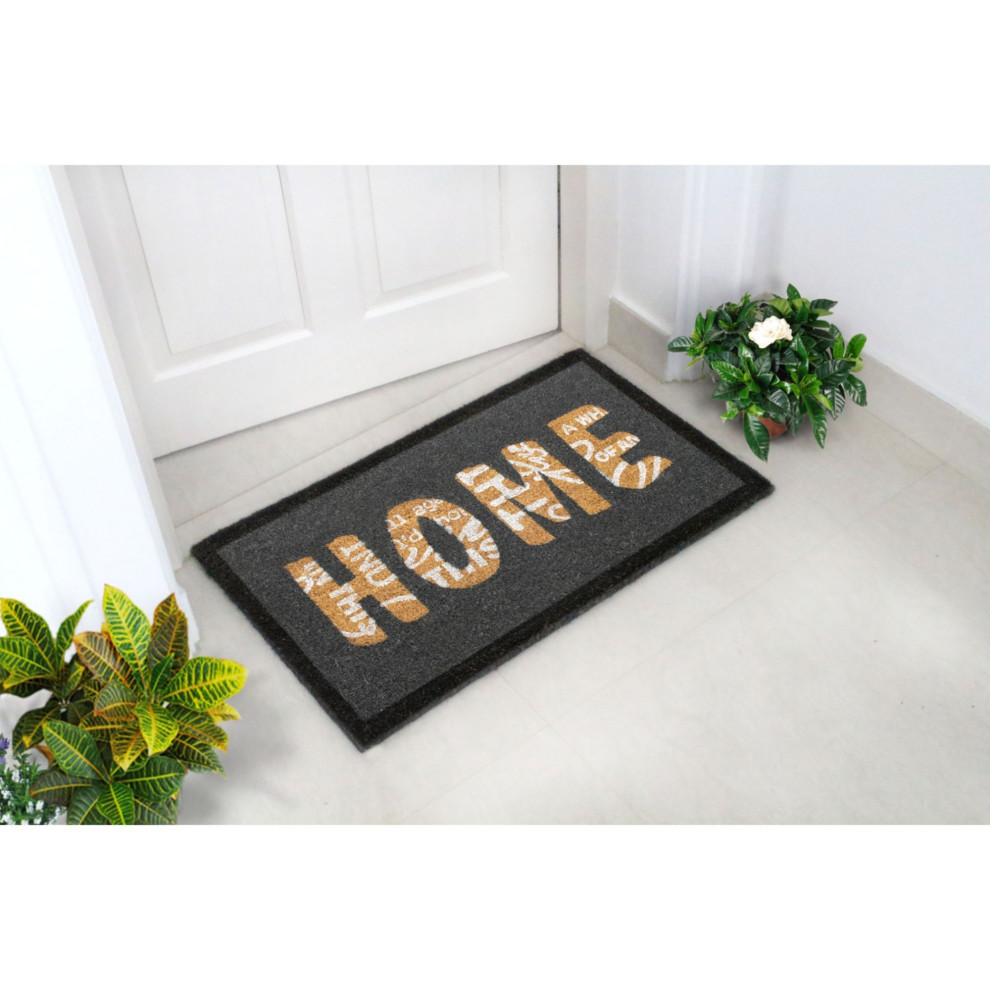 White Machine Tufted Scripty Home Doormat, 18" x 30", 18" x 30 ...